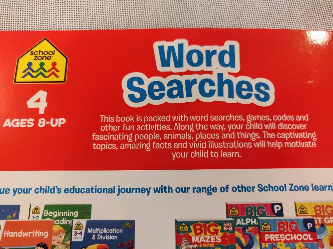Word Searches An Activity Zone Book School Zone – – Booky Wooky