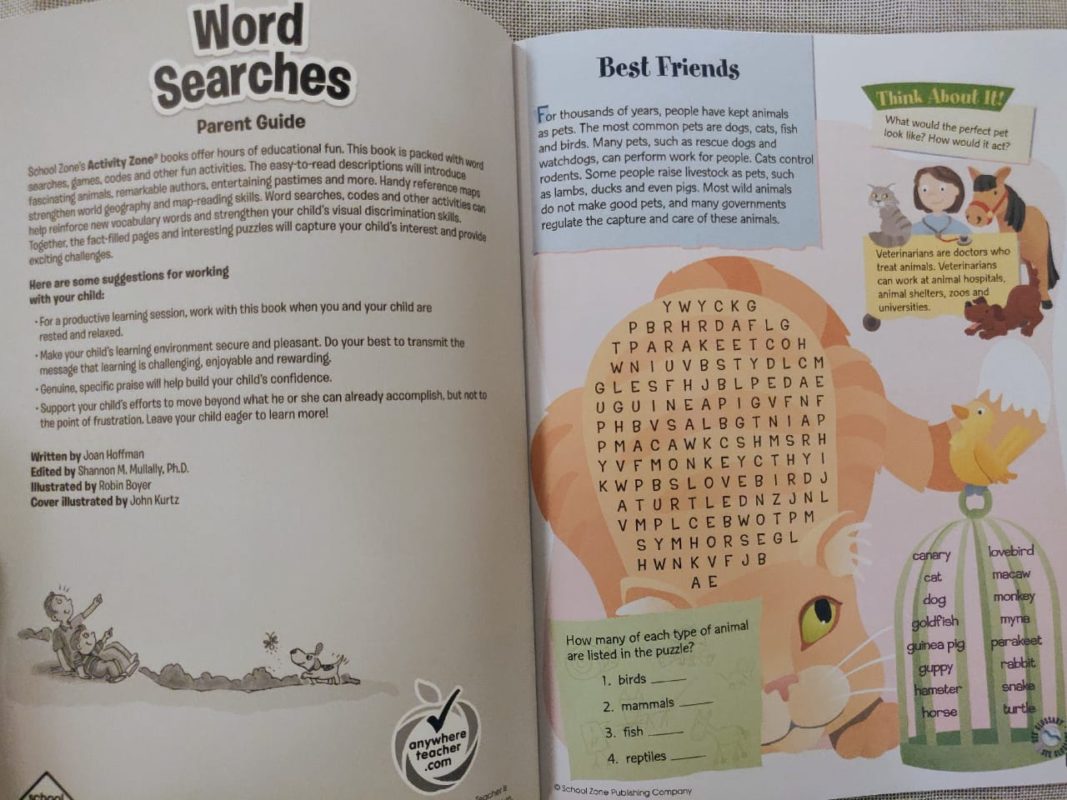 Word Searches An Activity Zone Book School Zone – – Booky Wooky