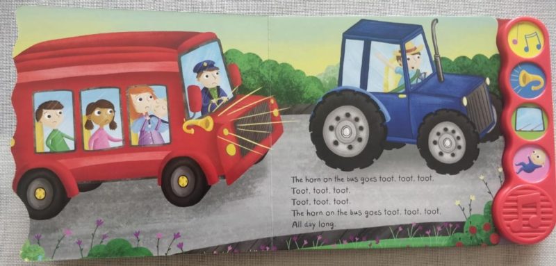 The Wheels on the Bus Sound book with 4 sounds – – Booky Wooky