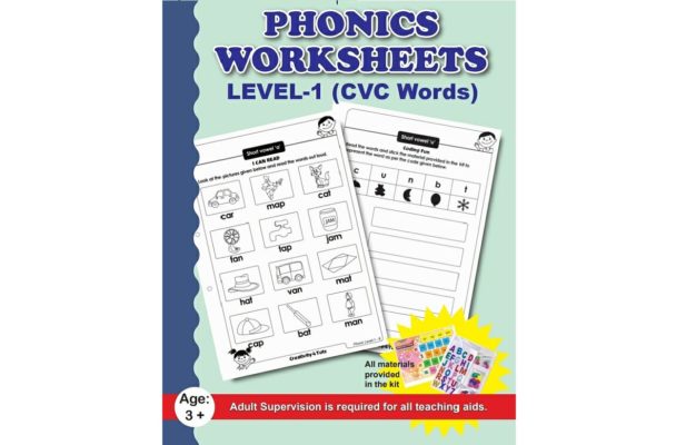 Phonics Worksheets with Craft Material CVC Words – Level 1 – – Booky Wooky